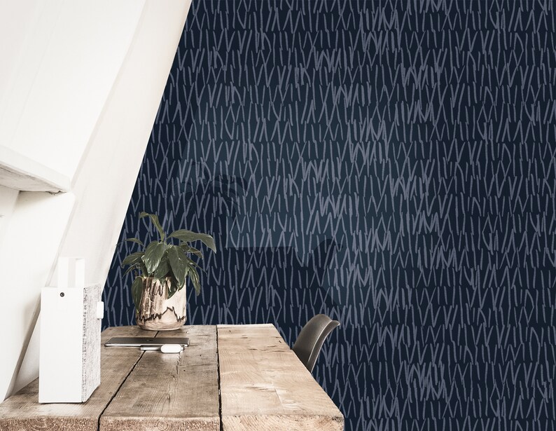 Dark Navy Blue Pattern Wallpaper Wallpaper Peel and Stick - Etsy