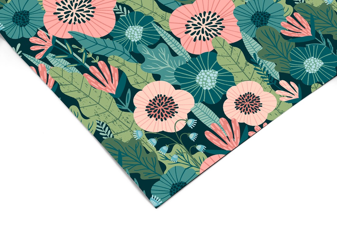 Green Floral Garden Contact Paper | Peel and Stick Paper | Removable ...