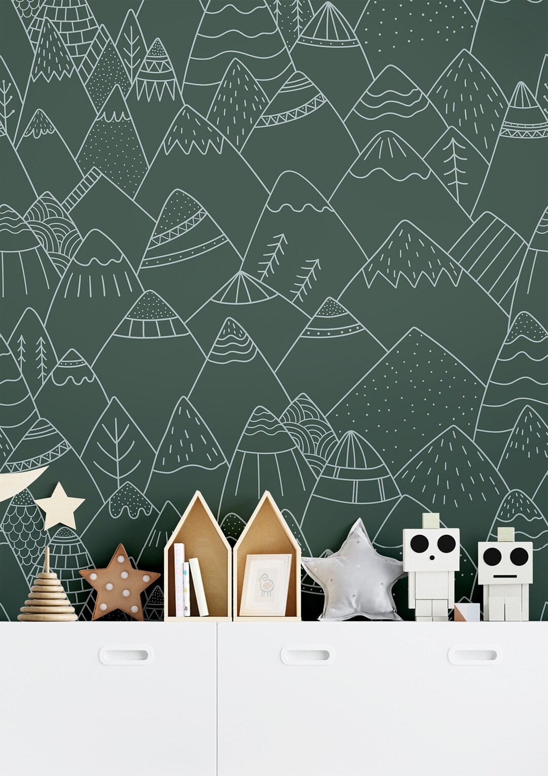 Removable Boho Mountain Wallpaper | Boys Nursery Wallpaper | Kids ...