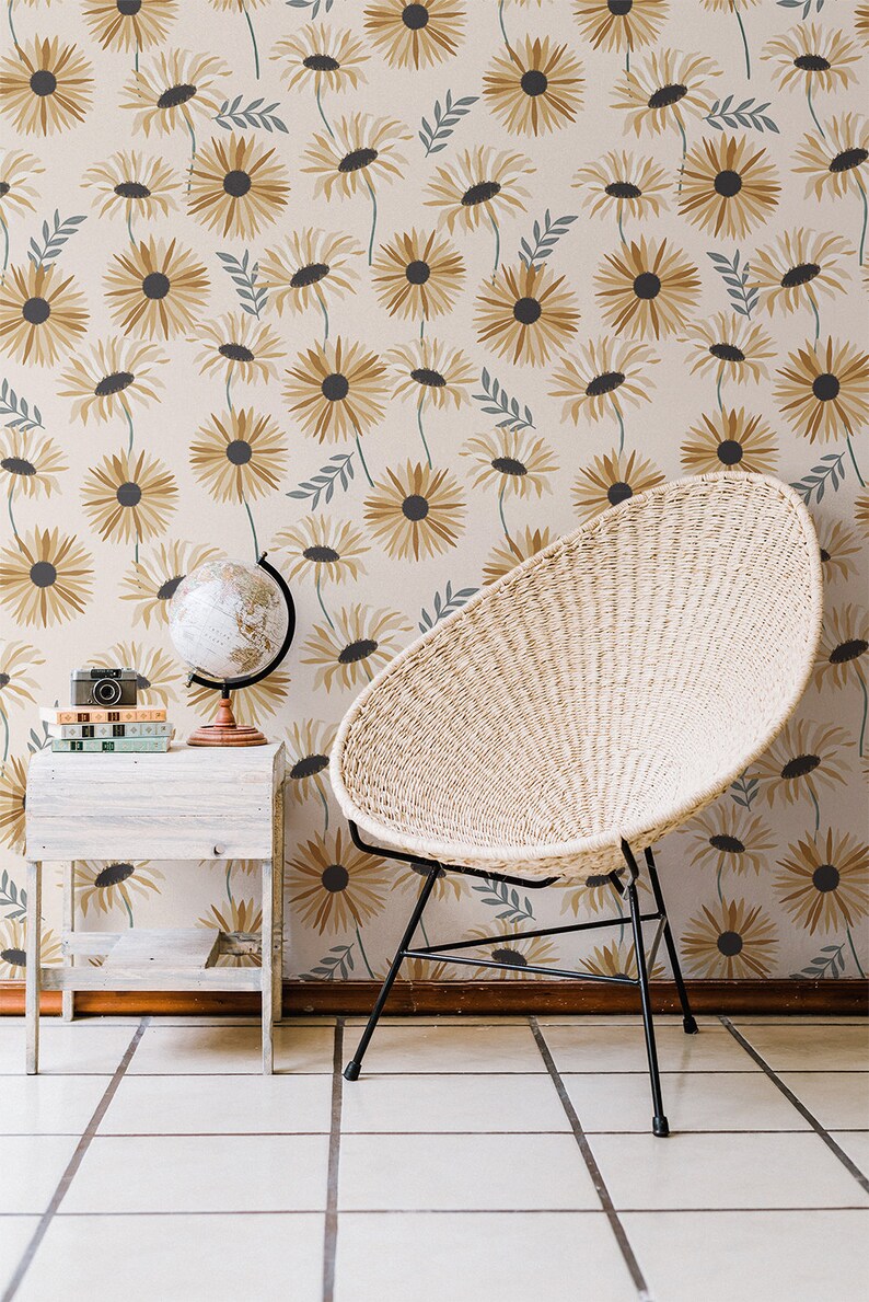 Summer Daisy Kitchen Wallpaper Wallpaper Peel and Stick | Etsy