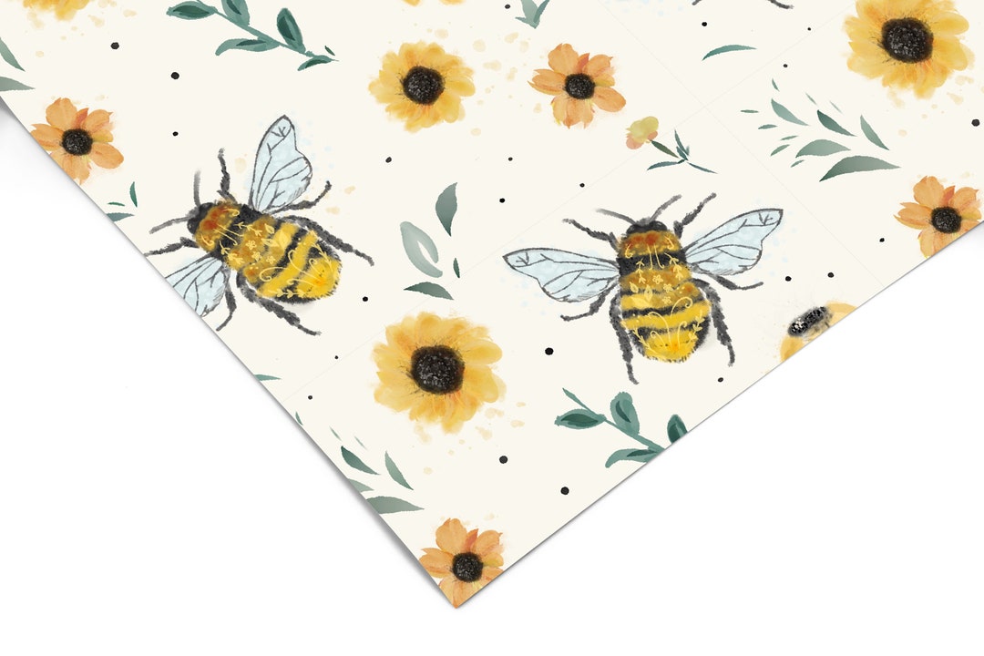 Honey Bee Floral Contact Paper | Peel and Stick Wallpaper | Removable ...