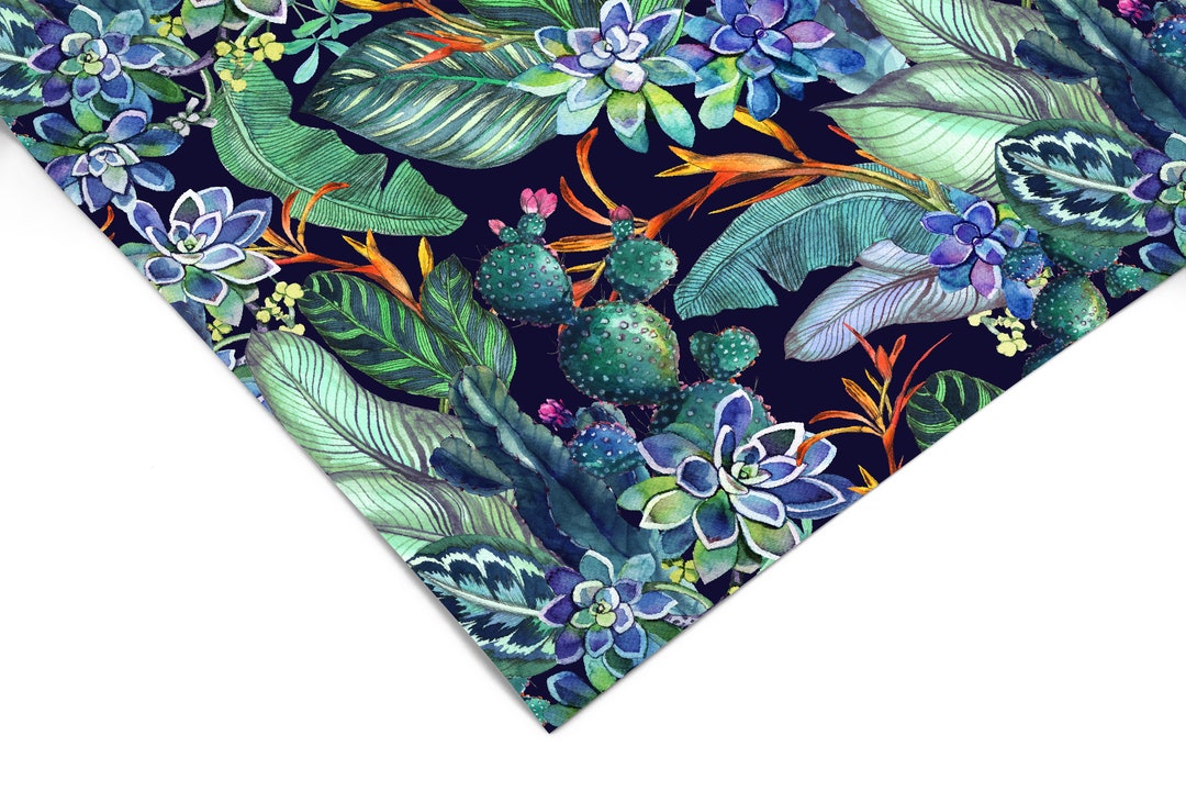 Dark Floral Tropical Contact Paper | Peel and Stick Wallpaper ...