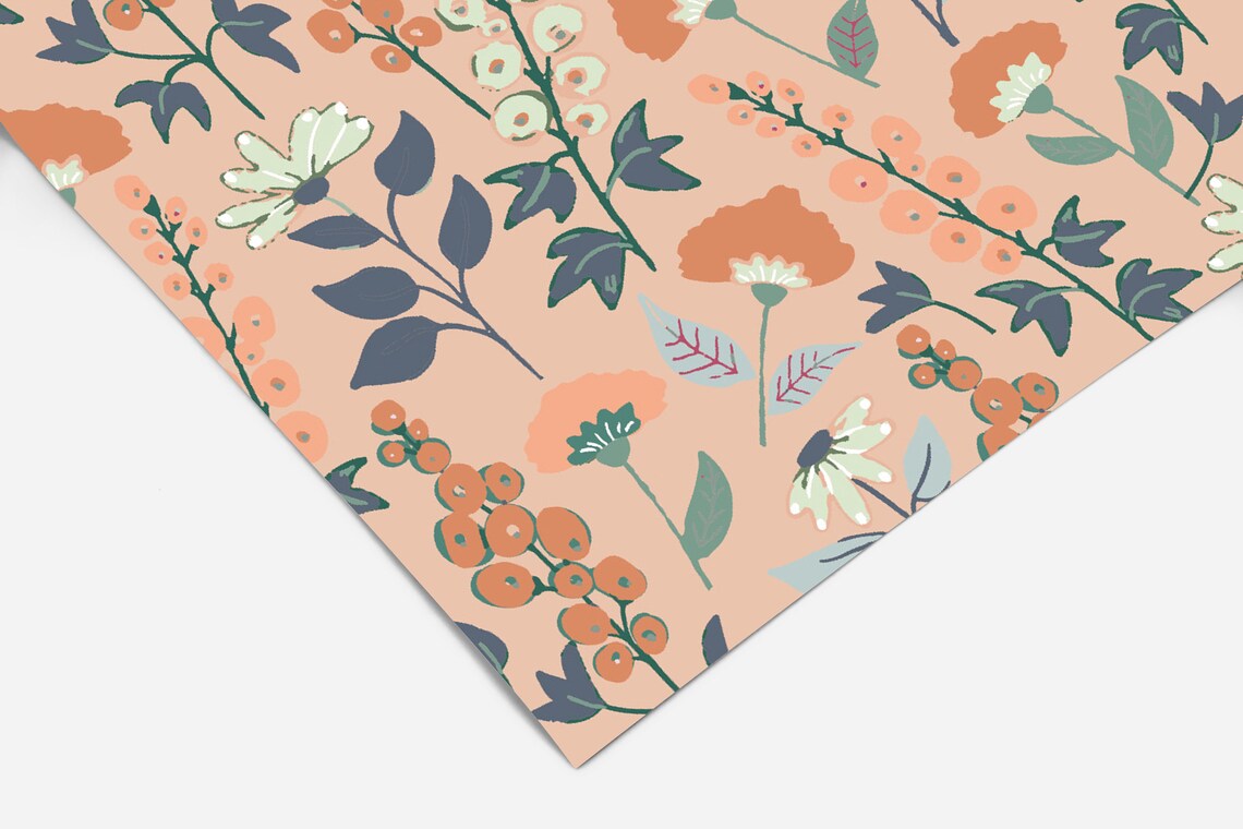 Wildflower Floral Wallpaper Removable Wallpaper Peel and | Etsy