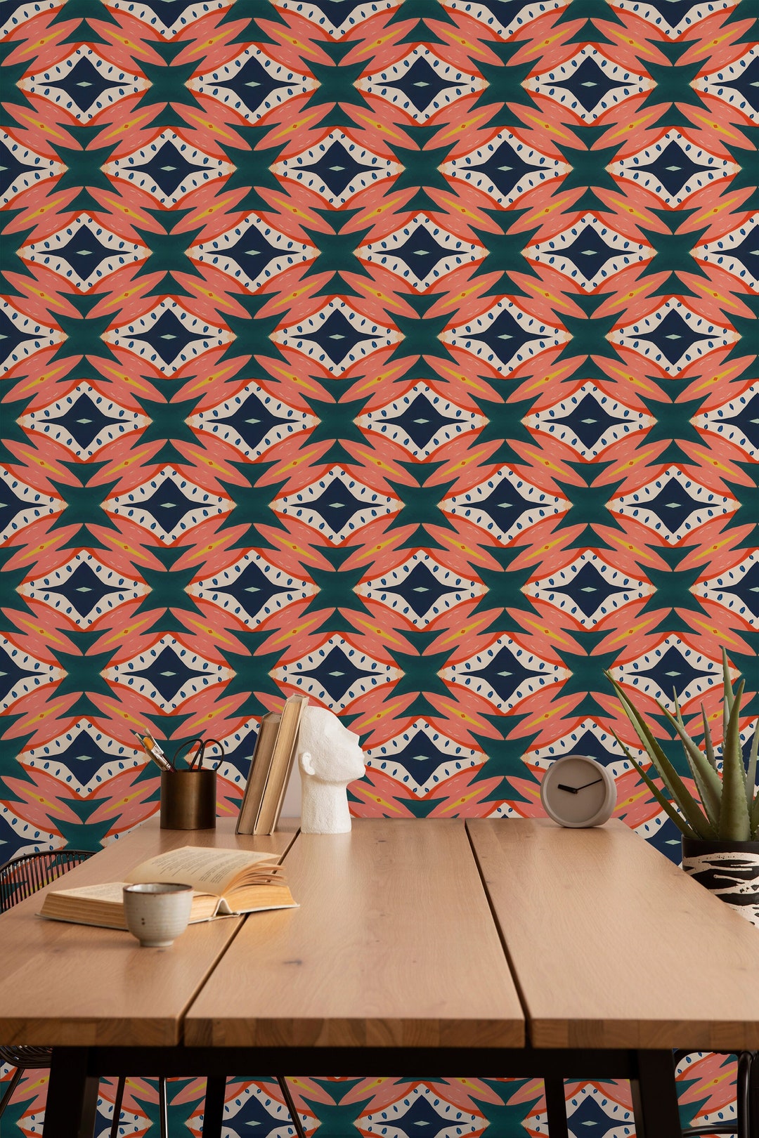 Colorful Tile Pattern Wallpaper | Wallpaper Peel and Stick | Removable ...