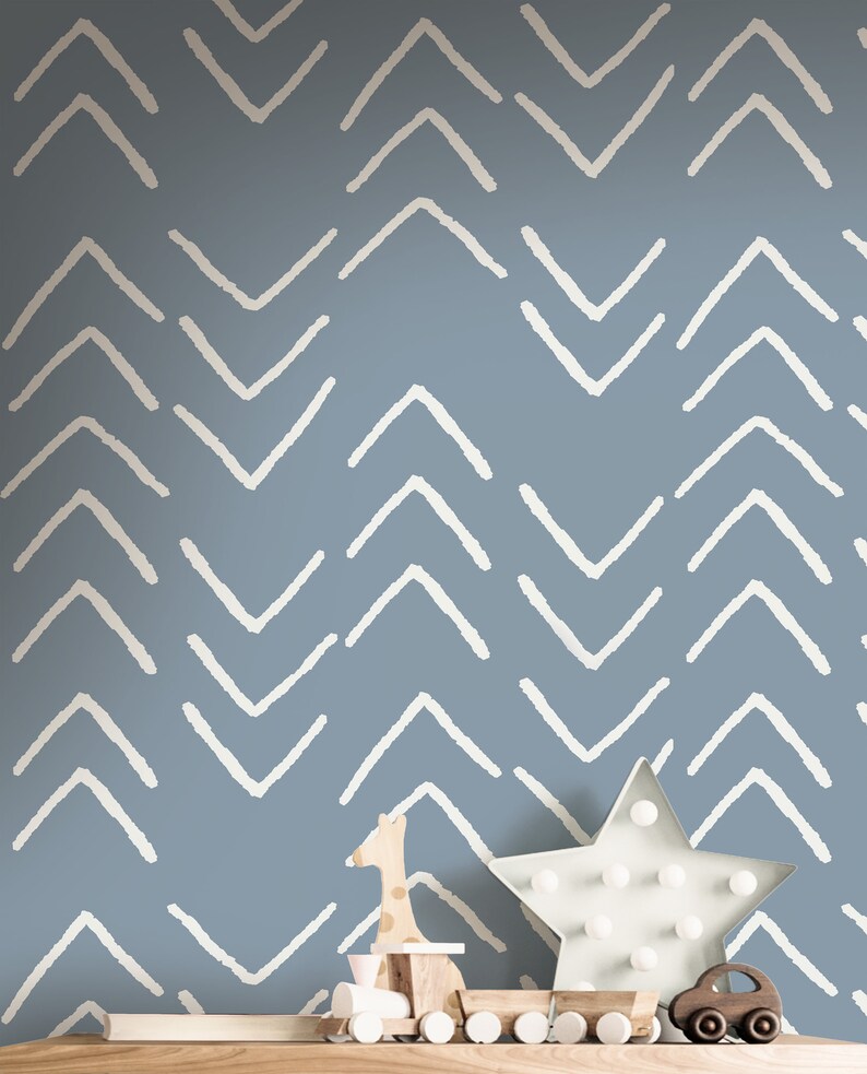 Removable Blue Chevron Wallpaper Boys Nursery Wallpaper - Etsy