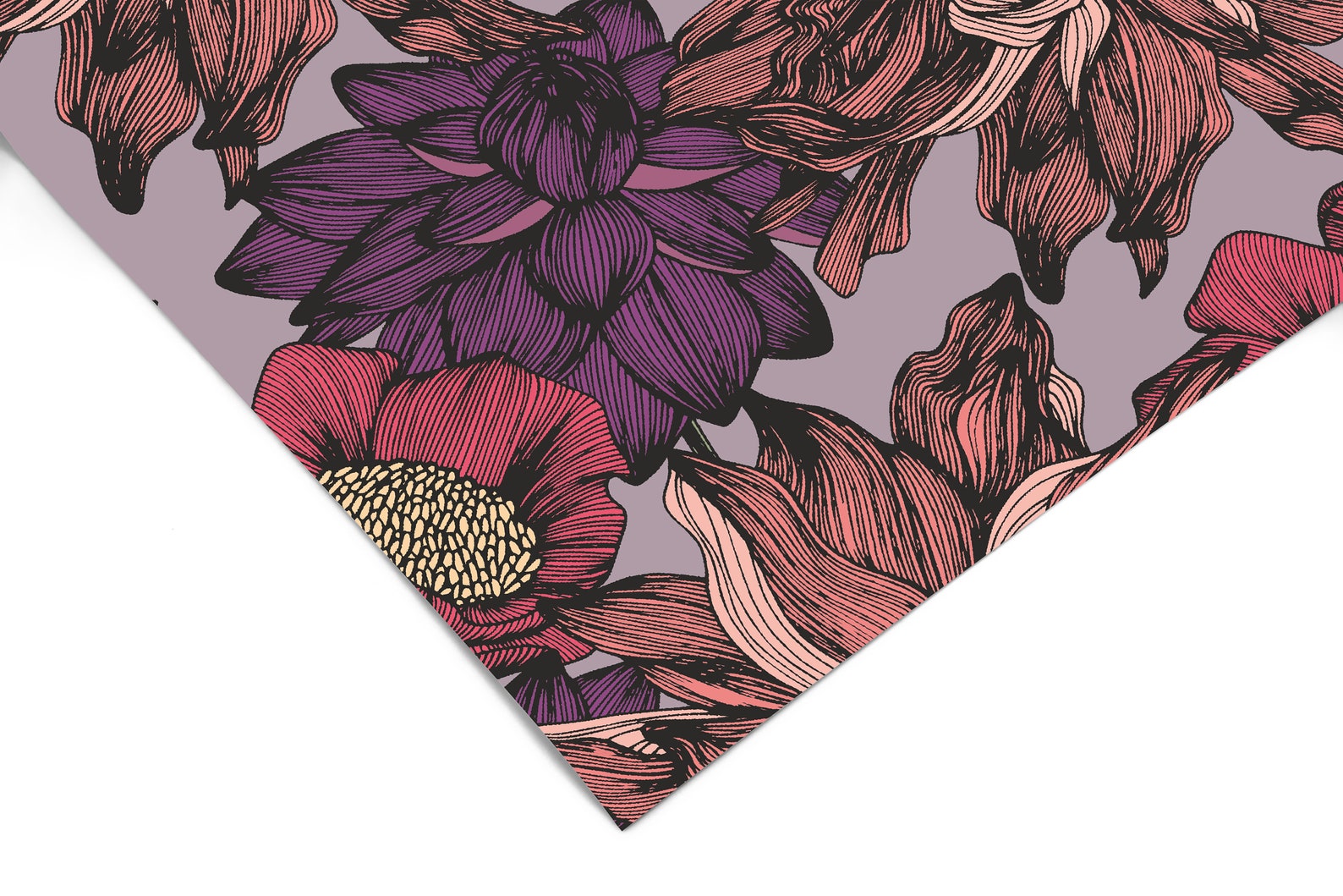 Removable Wallpaper Dark Purple Floral Wallpaper Peel and - Etsy