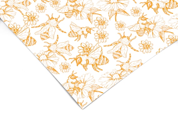 Golden Bees Floral Contact Paper Peel and Stick Paper | Etsy