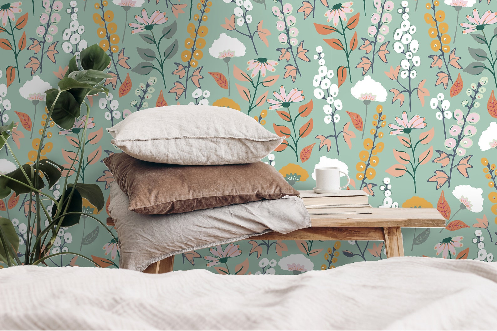 Wildflower Floral Wallpaper Removable Wallpaper Peel and - Etsy