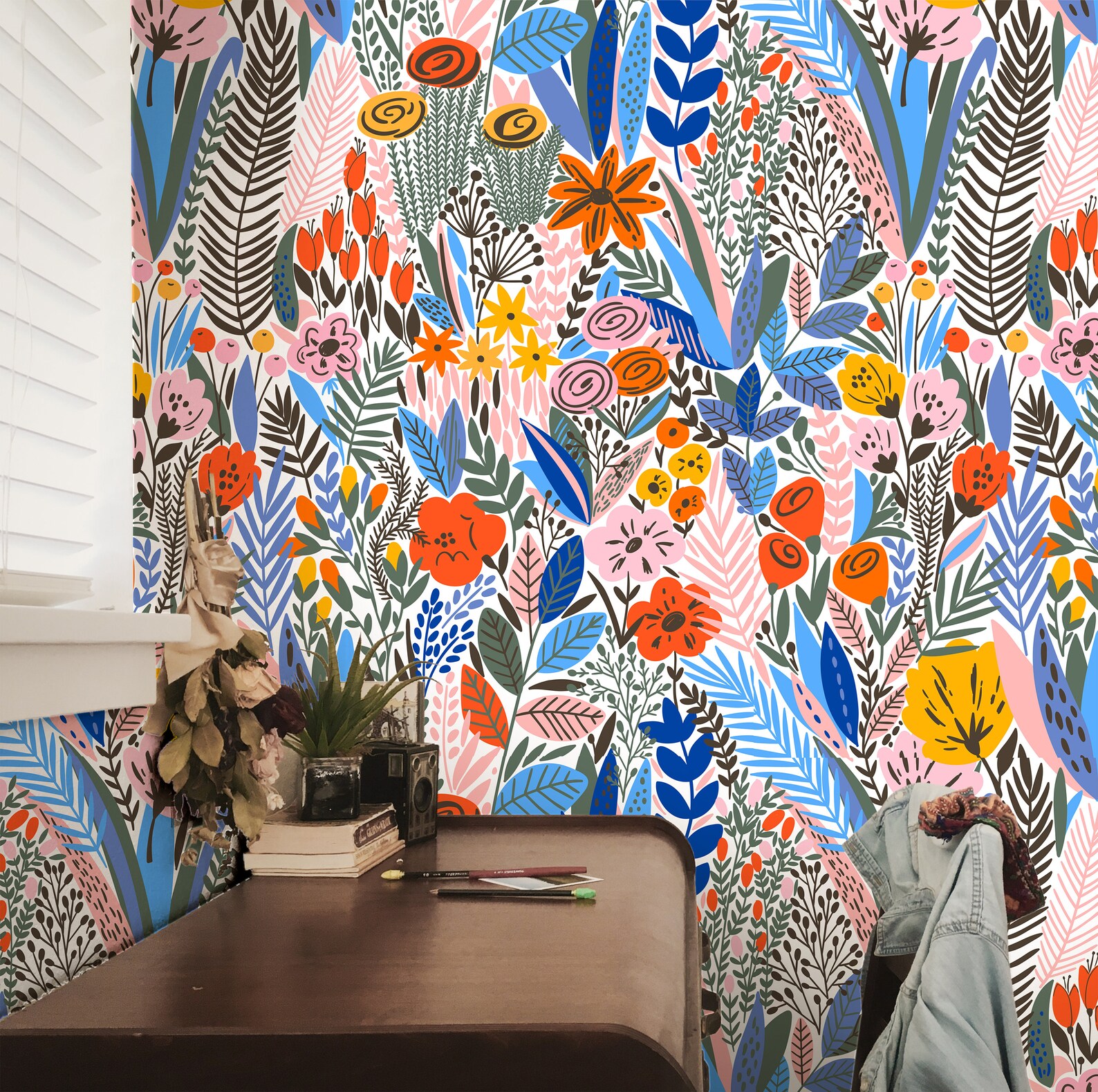 Summer Wildflower Wallpaper Removable Wallpaper Peel and - Etsy