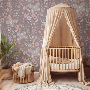 Purple Floral Wallpaper | Girls Nursery Wallpaper | Kids Wallpaper ...