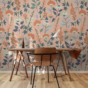 Wildflower Floral Wallpaper | Removable Wallpaper | Peel and Stick ...