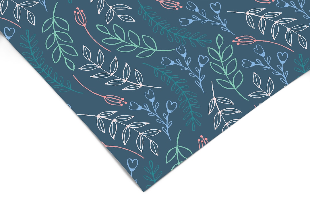 Blue Floral Leaves Contact Paper Peel and Stick Wallpaper - Etsy