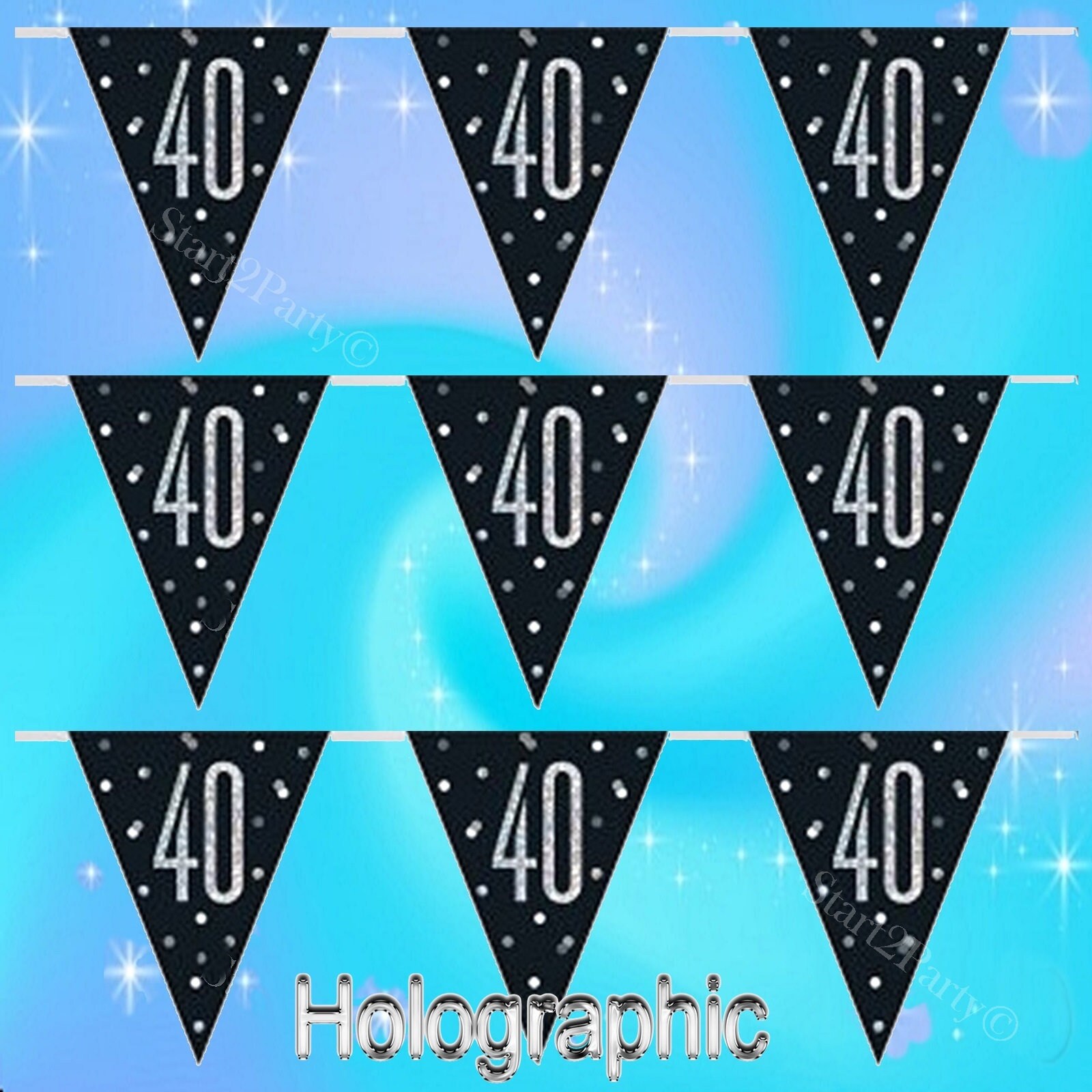 40th Birthday Party Decorations Black foil Bunting Banners - Etsy UK