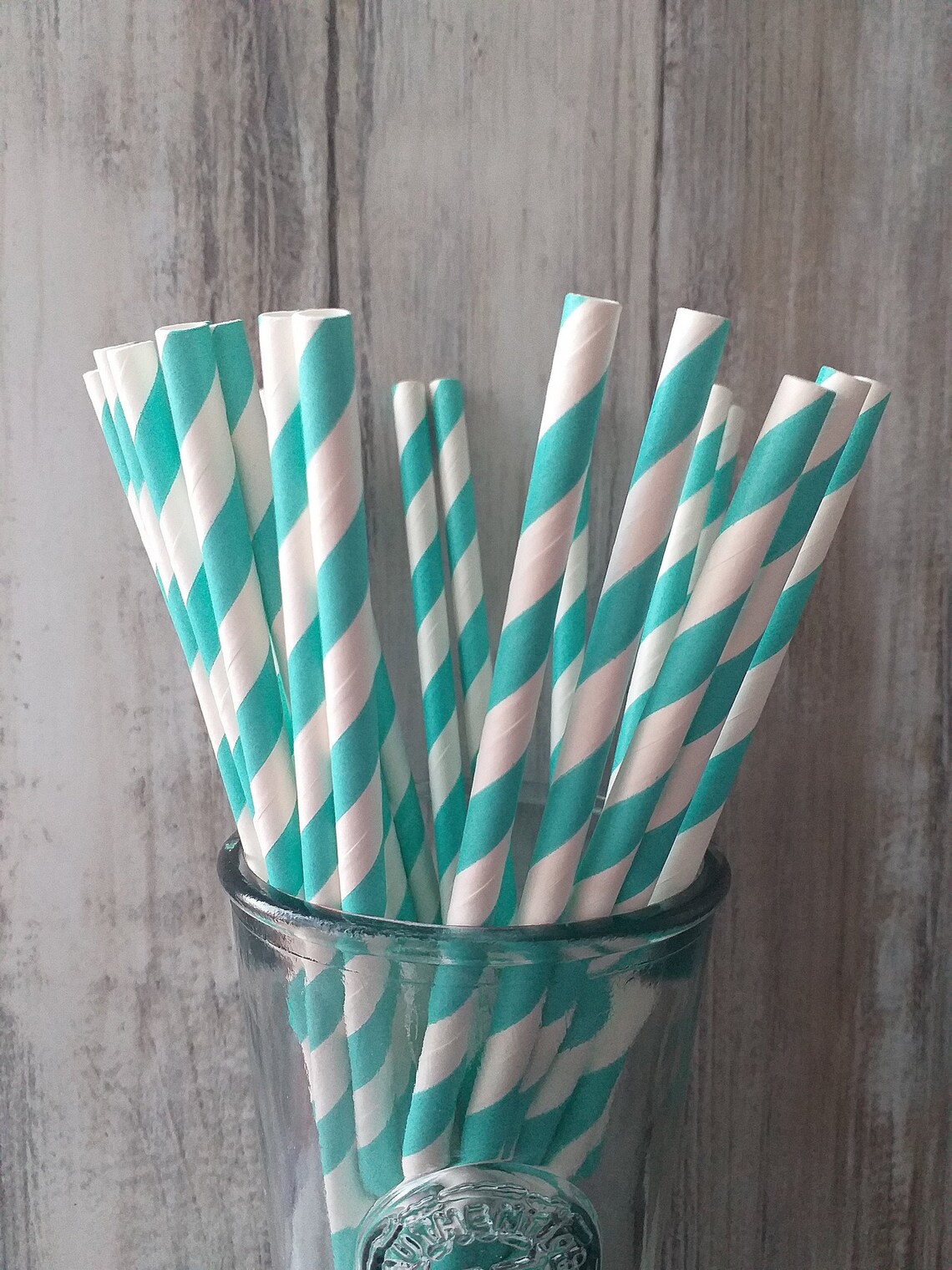 8" 20cm Blue and White Stripe Paper Straws, Stripy Straw, Blue and ...