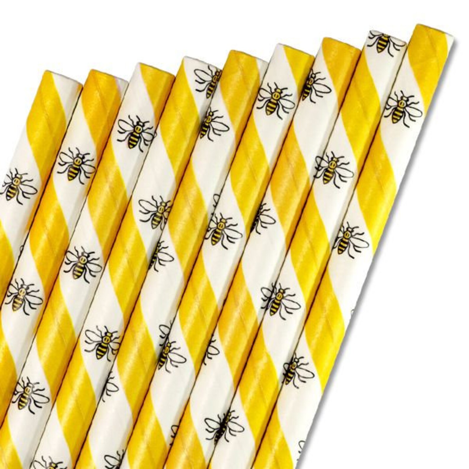 8" 20cm Bumble Bee Paper Straw, Bee Straw, Party Straw, Cocktail Straw ...