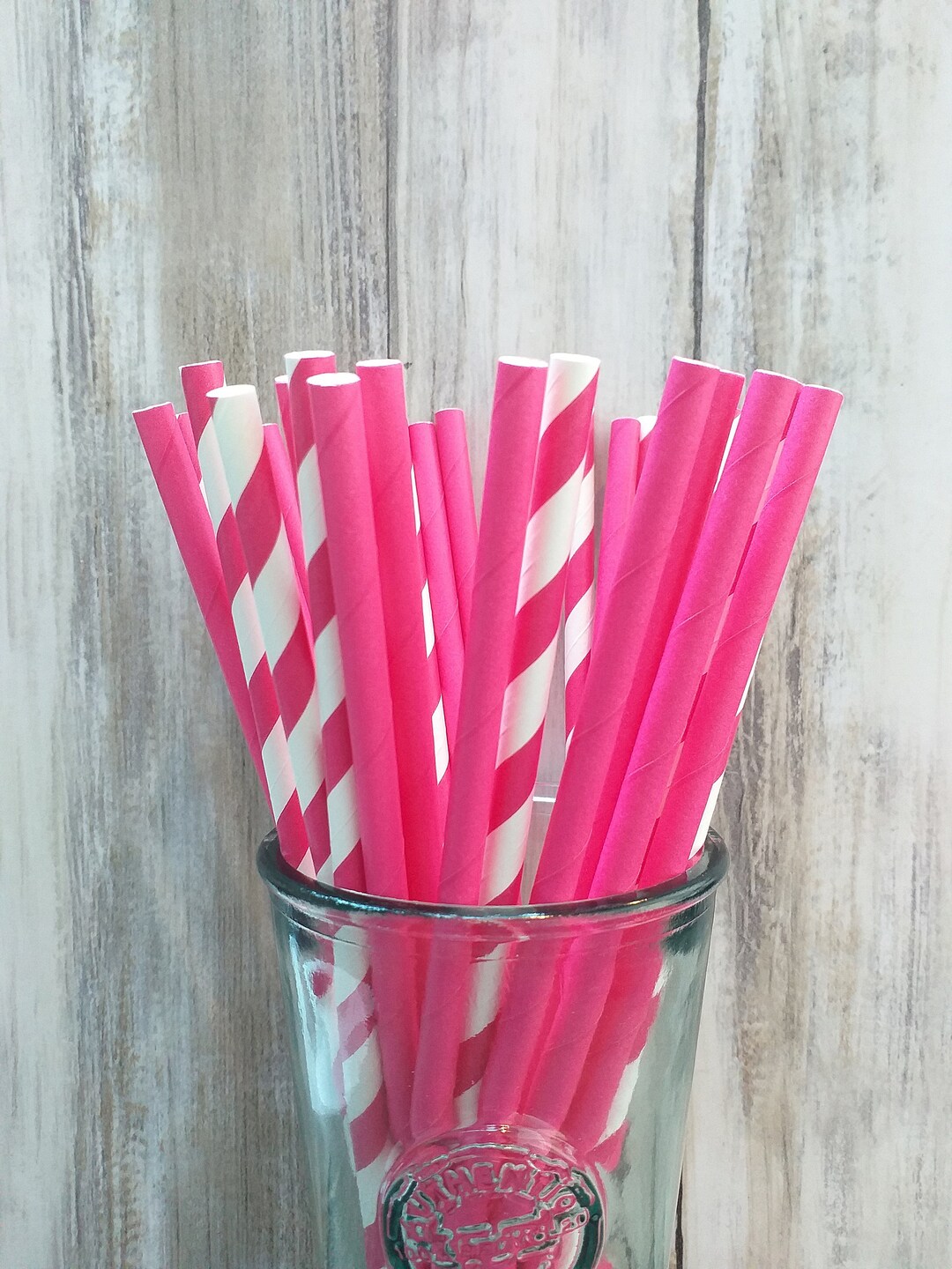 8" 20cm Pink and White Stripe Paper Straws, Stripy Straw, Pink and ...
