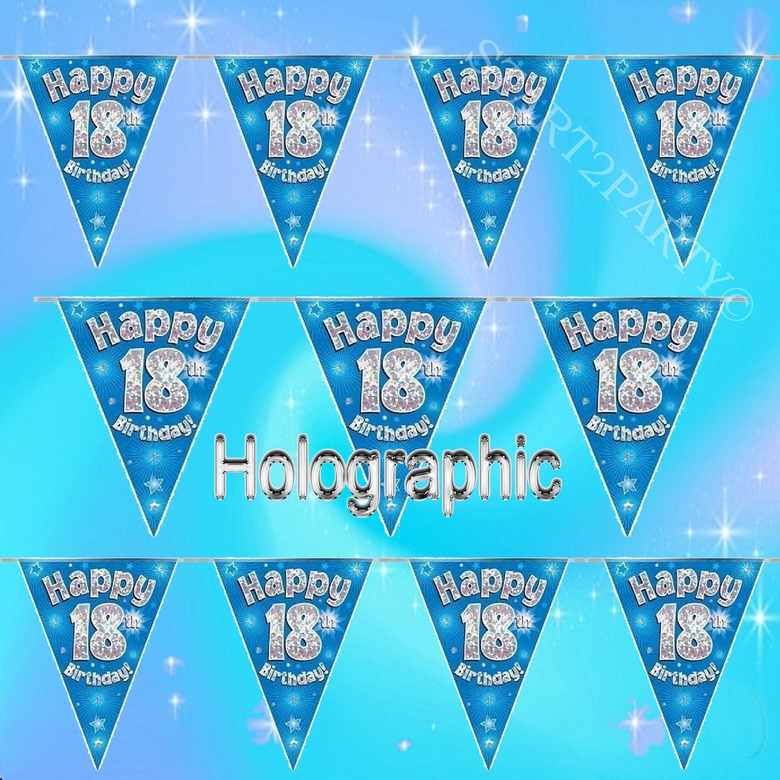 Age 18 Birthday Party Decorations Blue Bunting & Banners - Etsy UK