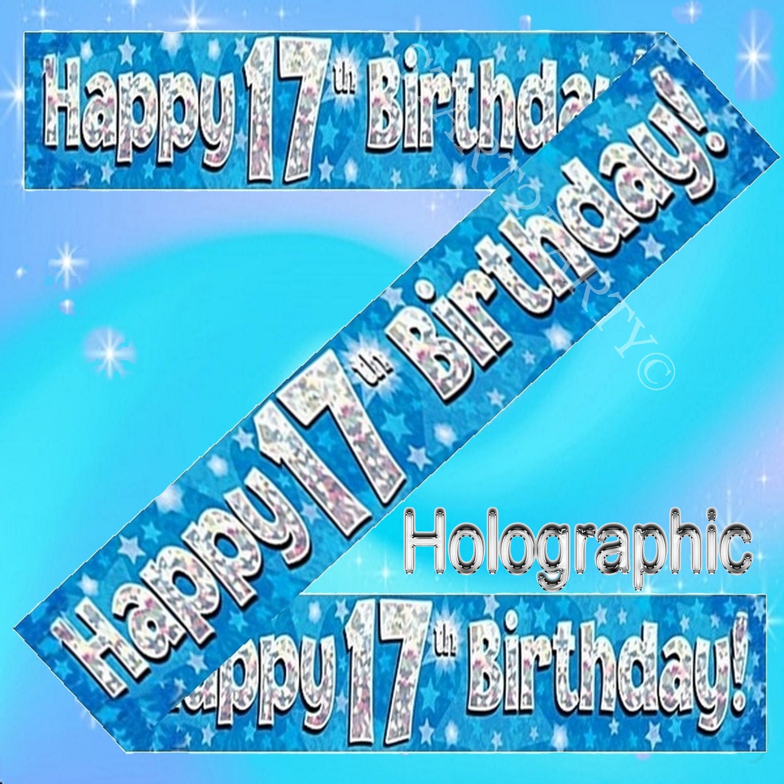 Age 17 Birthday Party Decorations Blue Bunting & Banners - Etsy UK
