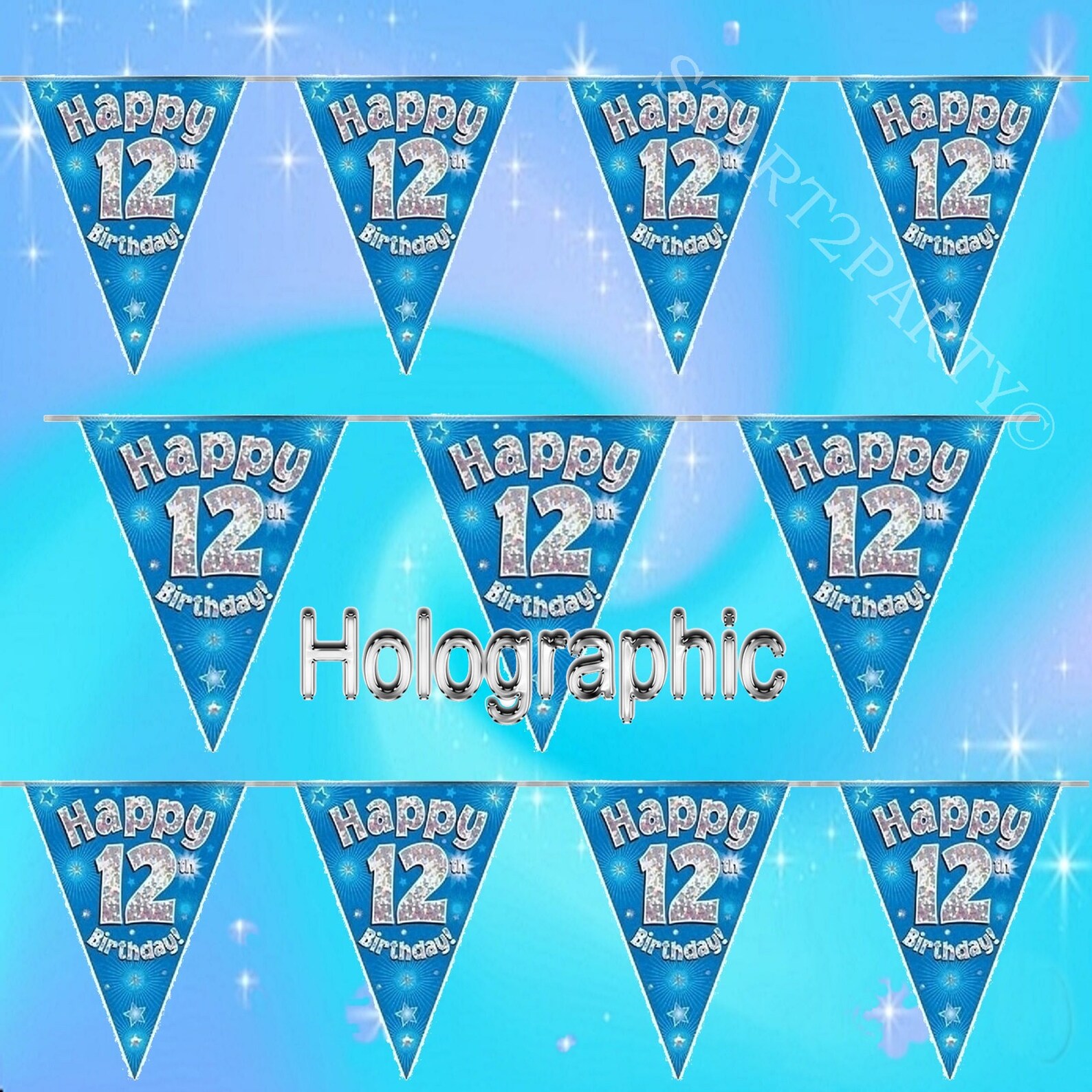 Age 12 Birthday Party decorations Blue Bunting & Banners | Etsy