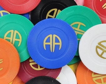 500 Pcs. AA Tokens, Alcoholics Anonymous Chips, Customizable Plastic ...