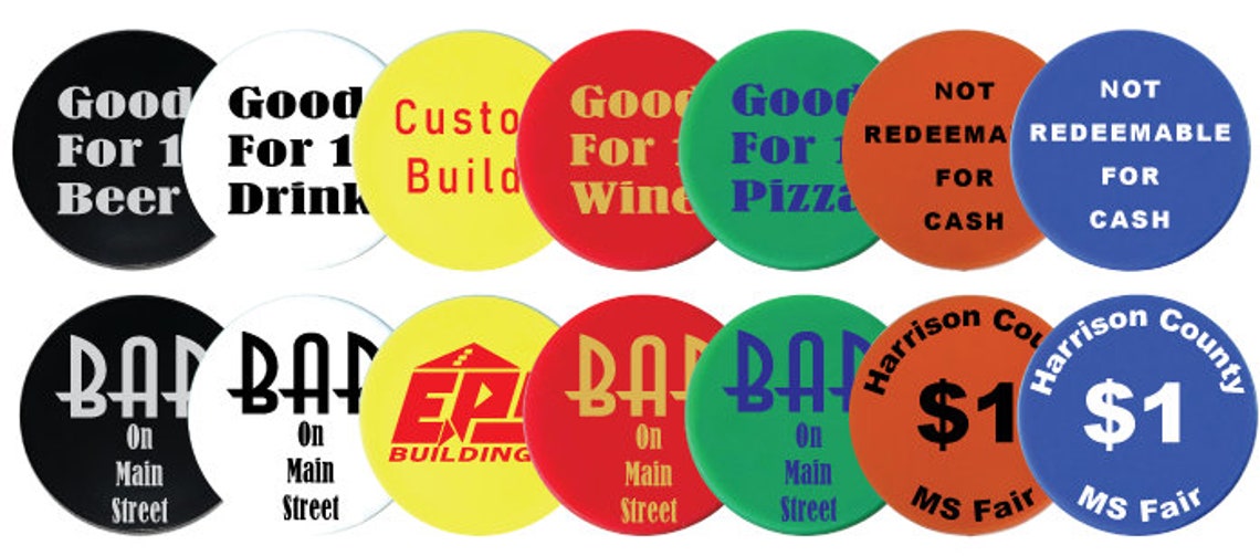 Custom Imprinted Smooth Tokens 500 Pcs 1-9/16" (40mm) With 1 Color ...