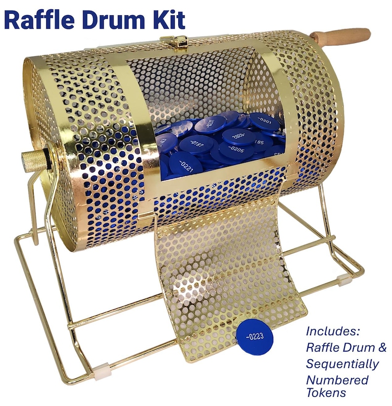 Raffle Drum Kit Small Size - Raffle Drum W/ Numbered Tokens - Complete ...