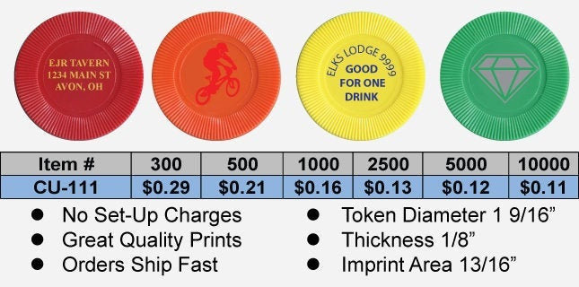 Custom Imprinted Tokens 1000 Pcs With 1 Color Imprint on 1 Side - Etsy