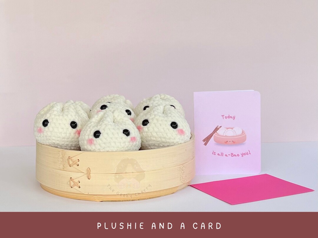 Dim Sum Bao Dumpling Crochet Plushie Amigurumi Gift With a Greeting ...