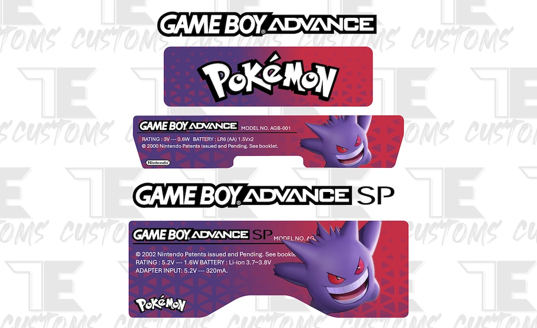 Game Boy Advance/advance SP Decal - Gengar (pokémon) - Etsy