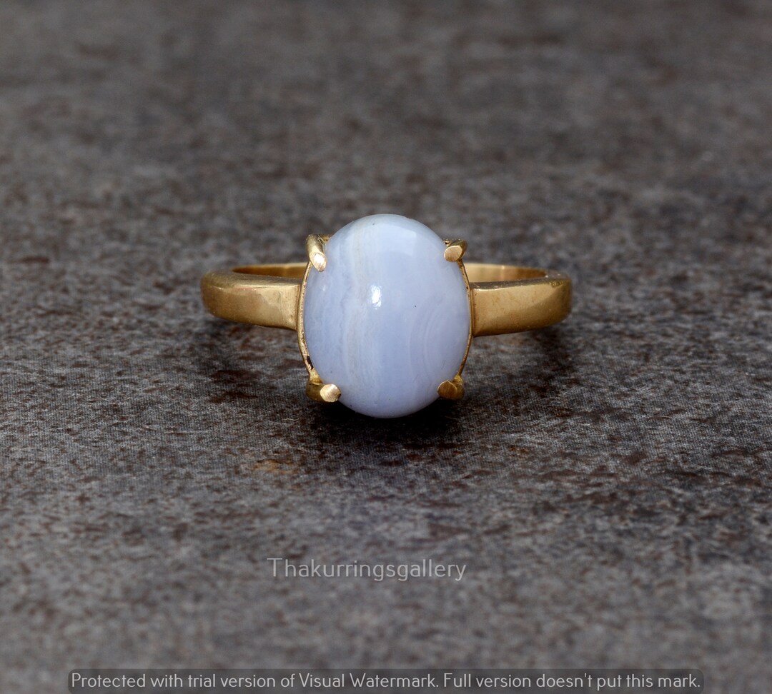 Semiprecious Blue Lace Agate Ring,gemstone Ring, Handmade Jewelry, Blue ...