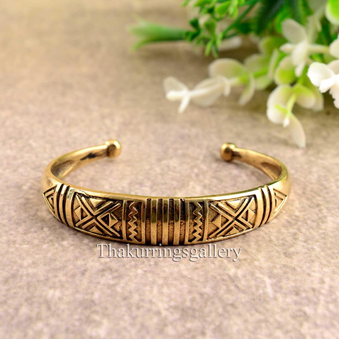 Ethnic Brass Cuff Bracelet, African Bracelet, Trible Cuff Bracelet, Boho Bangle, Tibetan Style ...