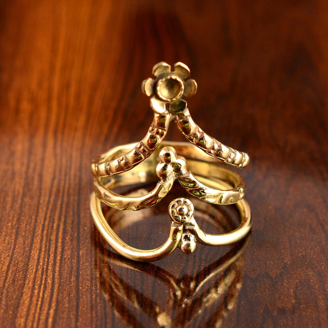 Women's 14k Gold Boho Ring Set, Unique Ring Set for Women, Boho Wedding ...