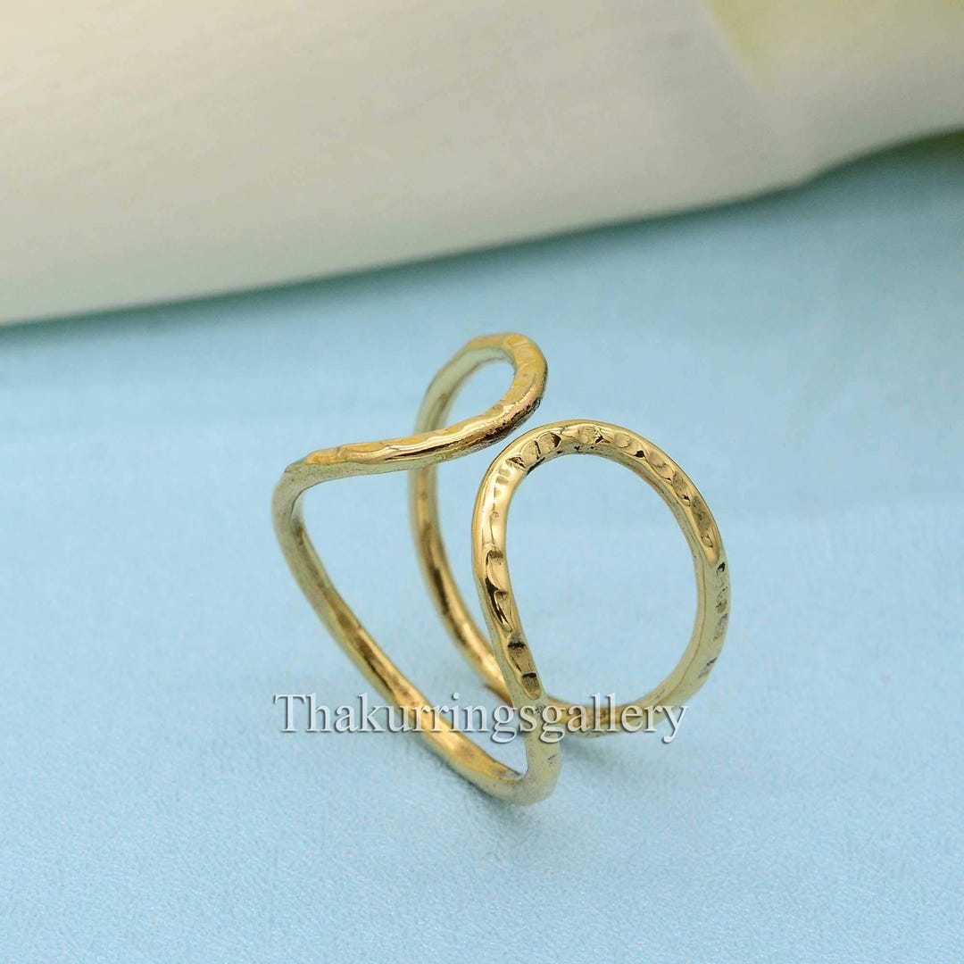 Open Loop Textured Brass Ring | Handmade Gold Finish Statement Ring ...
