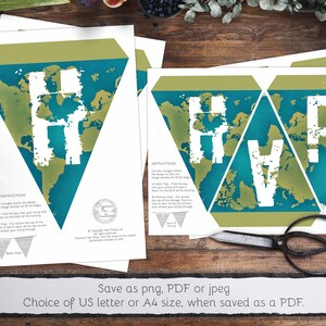 Printable Birthday Bunting Flag Banner | Travel World Map Explorer ...