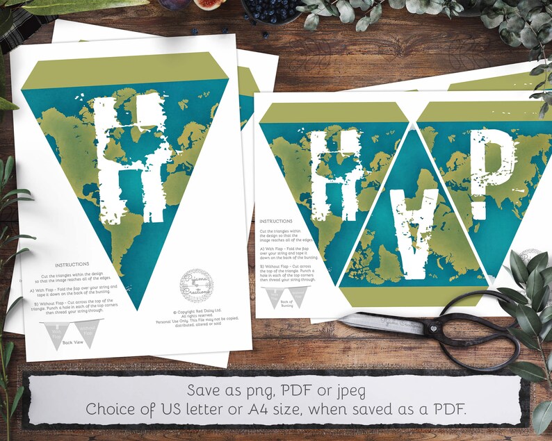 Printable Birthday Bunting Flag Banner | Travel World Map Explorer ...