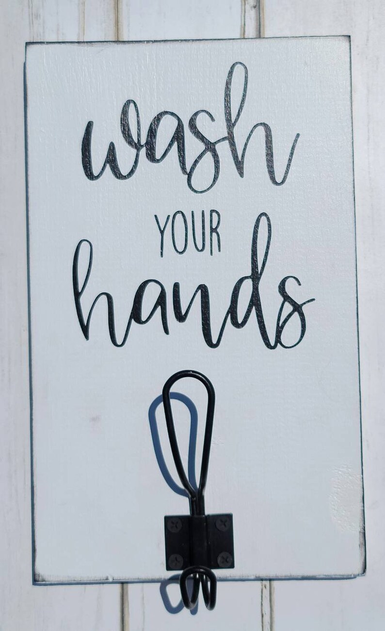 Bathroom Hand Towel Holder Farmhouse Rustic Bathroom Sign - Etsy