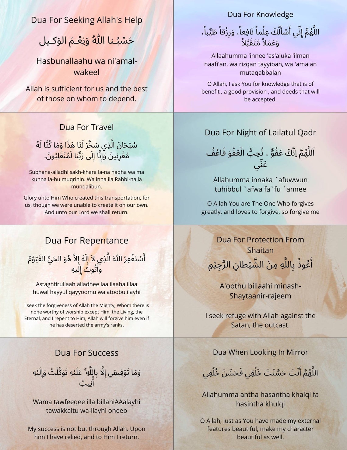 Dua Card, 30 Dua Flash Card, Ramadan Kids Activity, Muslim Kids, Kids ...