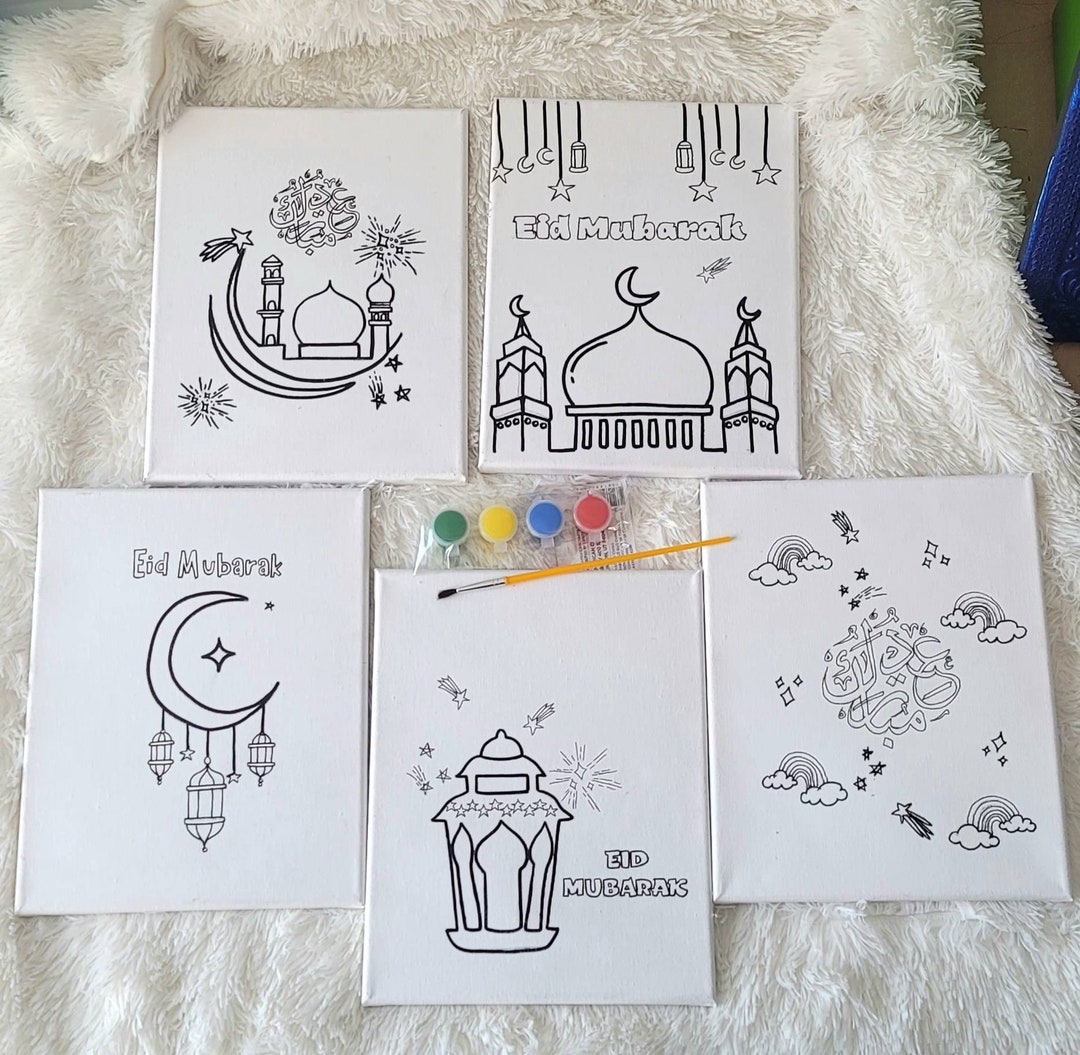 Islamic Paint Kit,kids Paint Canvas,kids Eid Gift,ramadan Gift, Eid ...