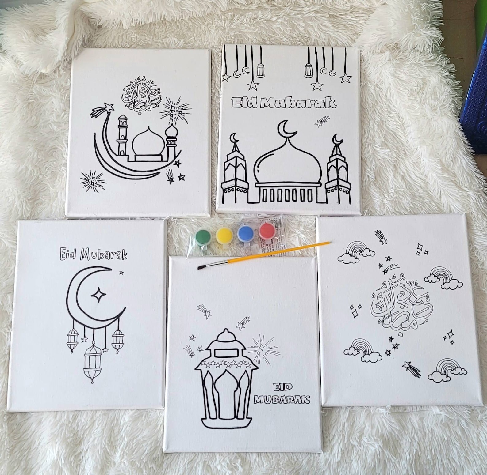 Islamic Paint Kit,kids Paint Canvas,kids Eid Gift,ramadan Gift, Eid ...