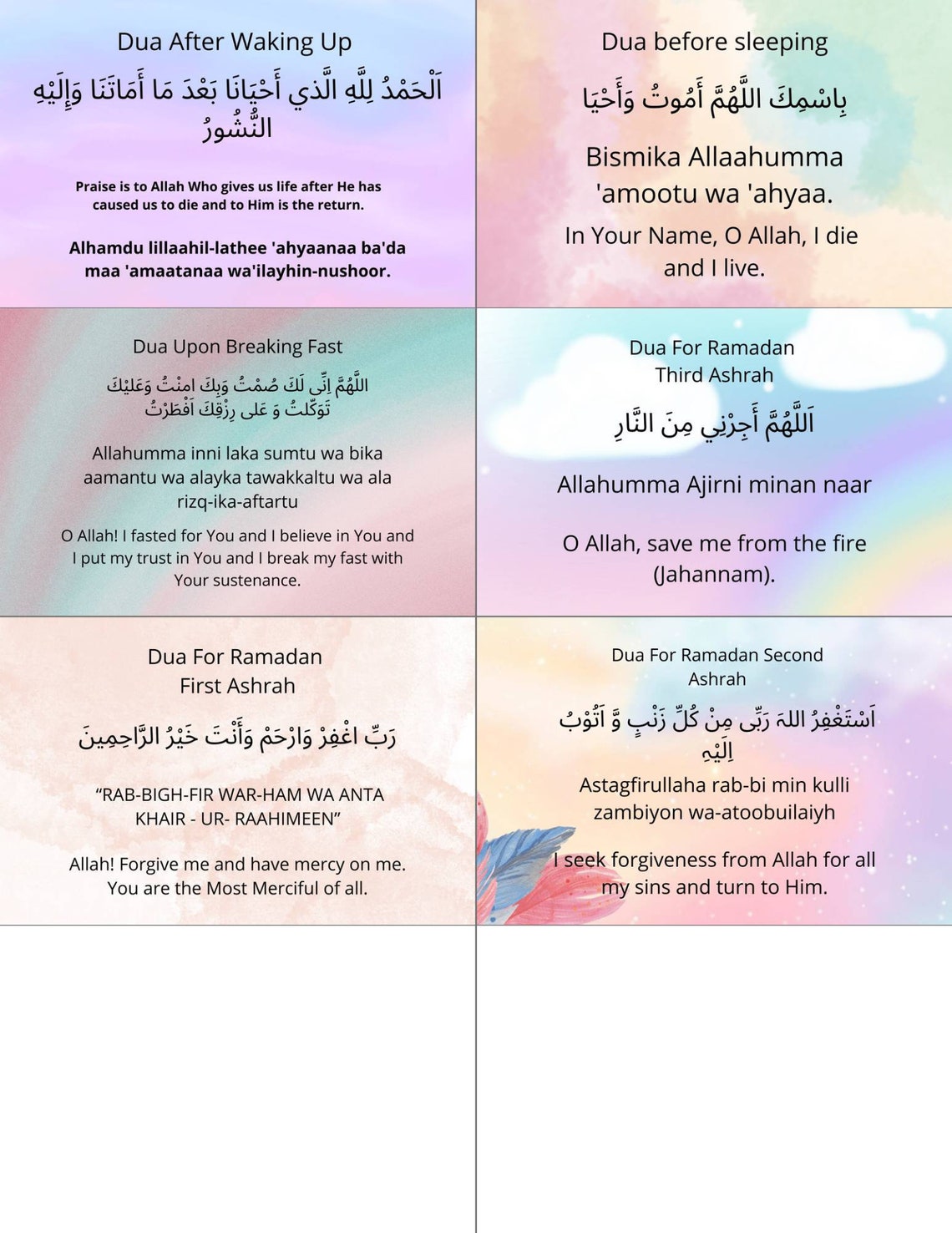 Dua Card, 30 Dua Flash Card, Ramadan Kids Activity, Muslim Kids, Kids ...