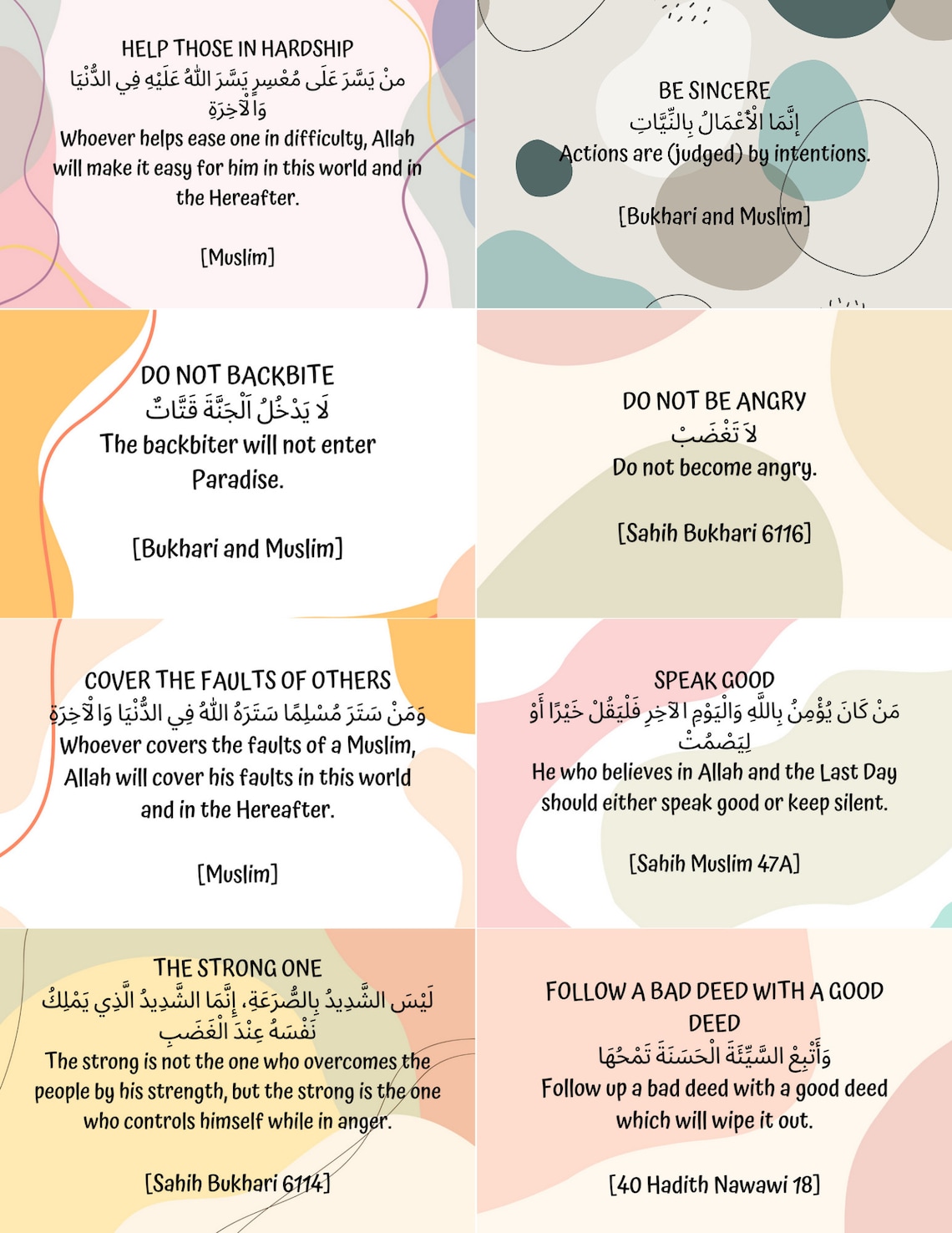 Hadith Cards 16 Hadith Flash Card Ramadan Kids Activity - Etsy