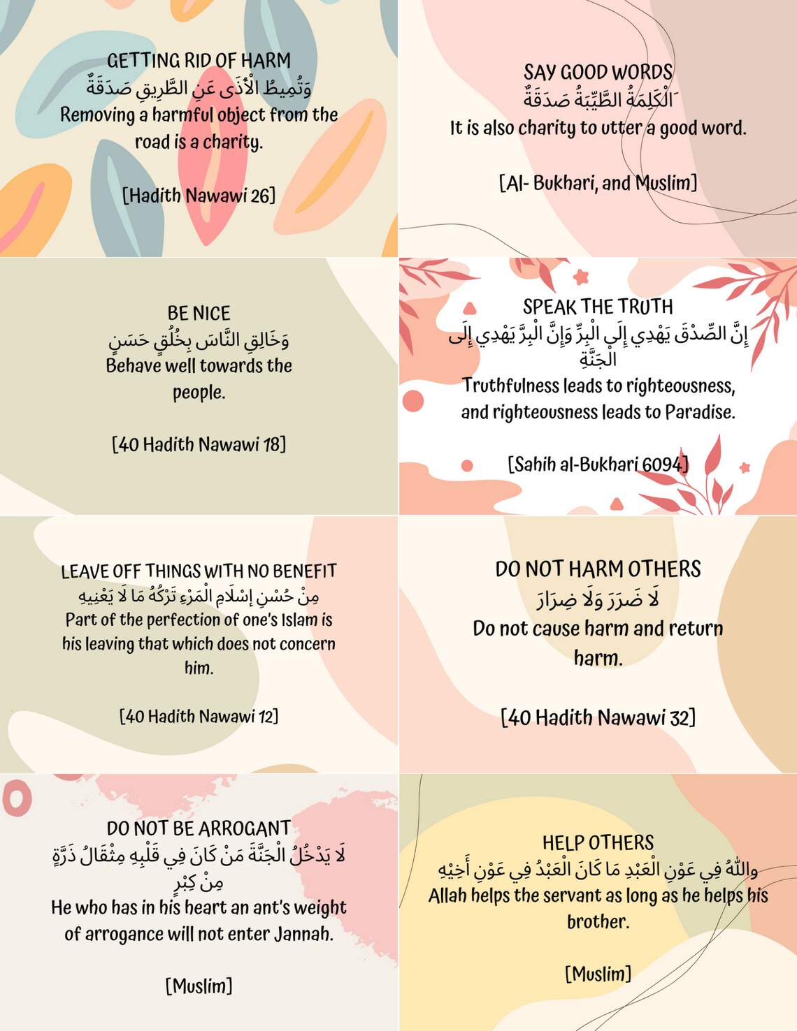 Hadith Cards 16 Hadith Flash Card Ramadan Kids Activity - Etsy