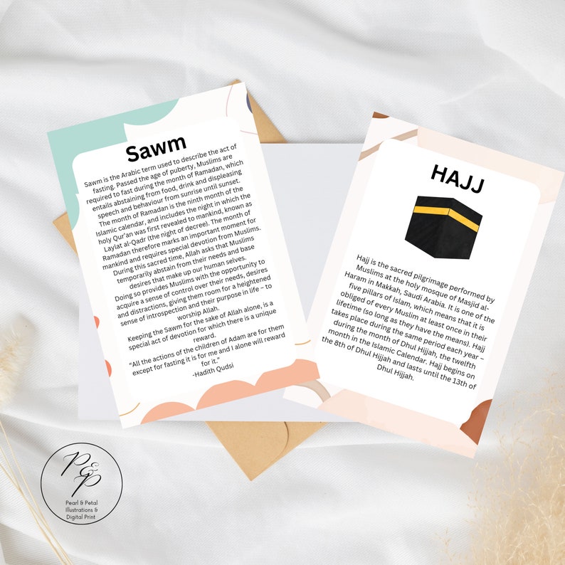 5 Pillar of Islam Flash Cards, Ramadan Kids Activity, Muslim Kids, Kids ...