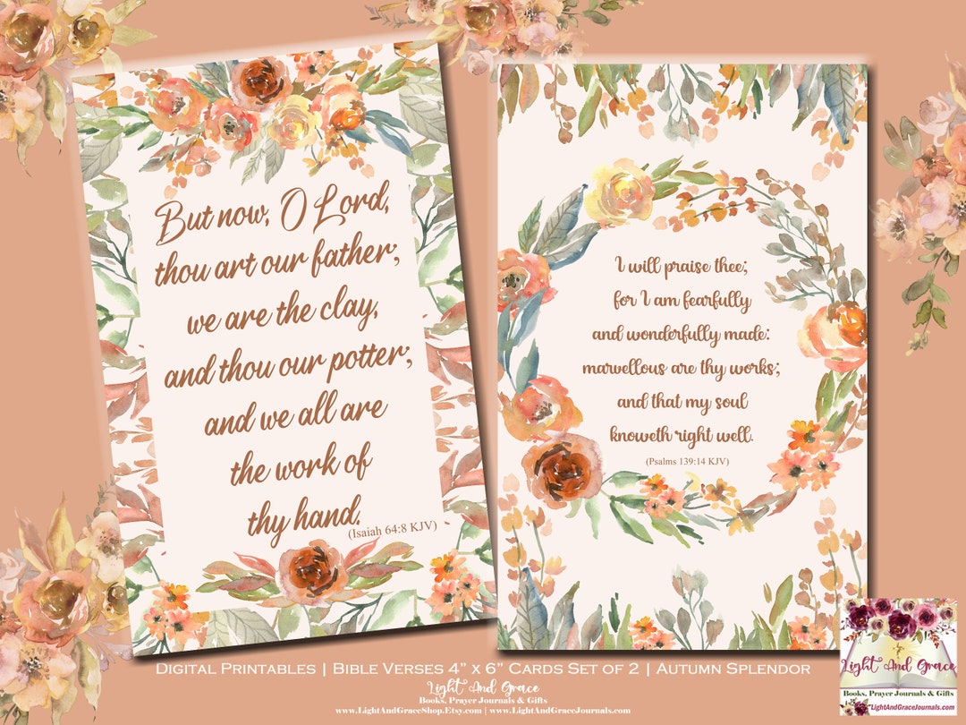 Digital Printable Bible Verses Frameable 4" X 6" Cards - Set of 2 ...