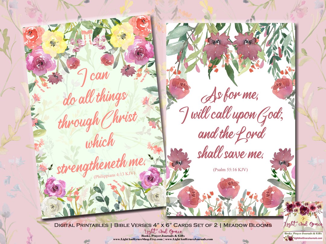 Digital Printable Bible Verses Frameable 4" X 6" Cards - Set of 2 ...