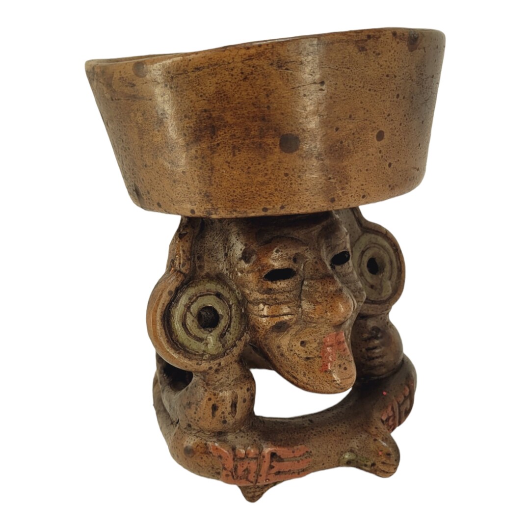 Aztec Incense Burner God of Fire, Huehueteotl Sculpture Replica, Old ...