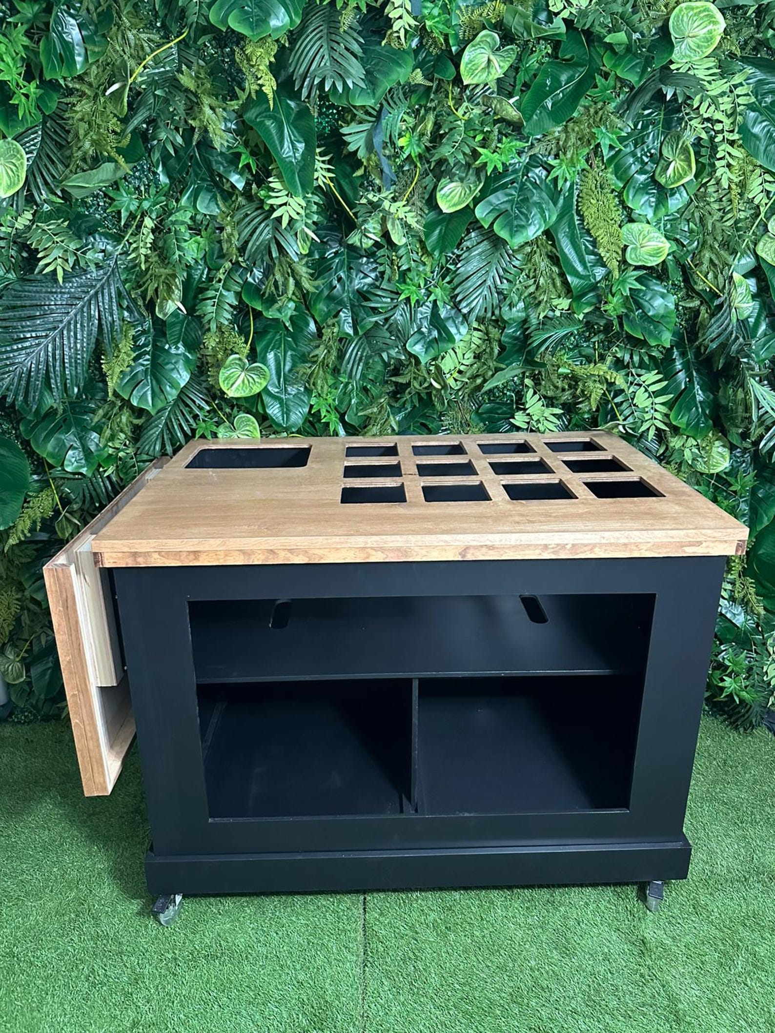 Custom Foldable Snack Cart With Stained Tabletops & White Base — 85"x30 ...