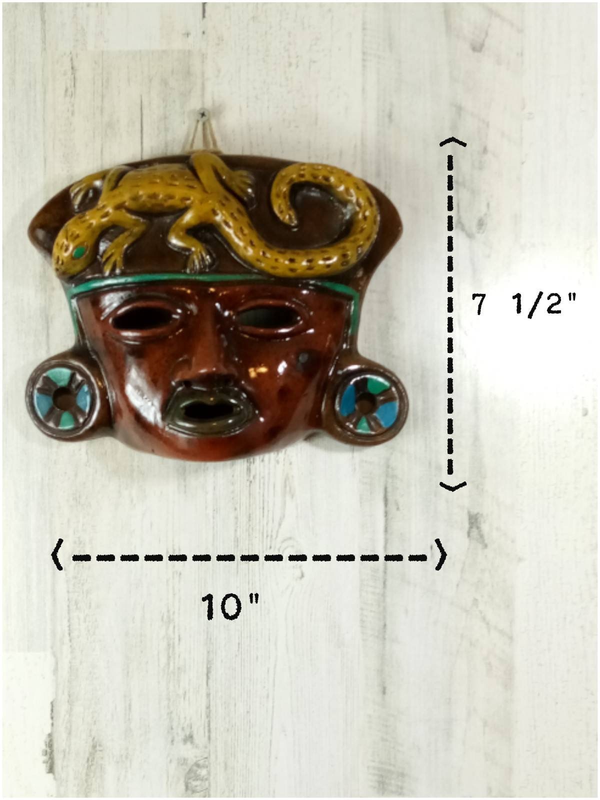 Yellow Lizard mask Maya Aztec Replica Hand Painted | Etsy