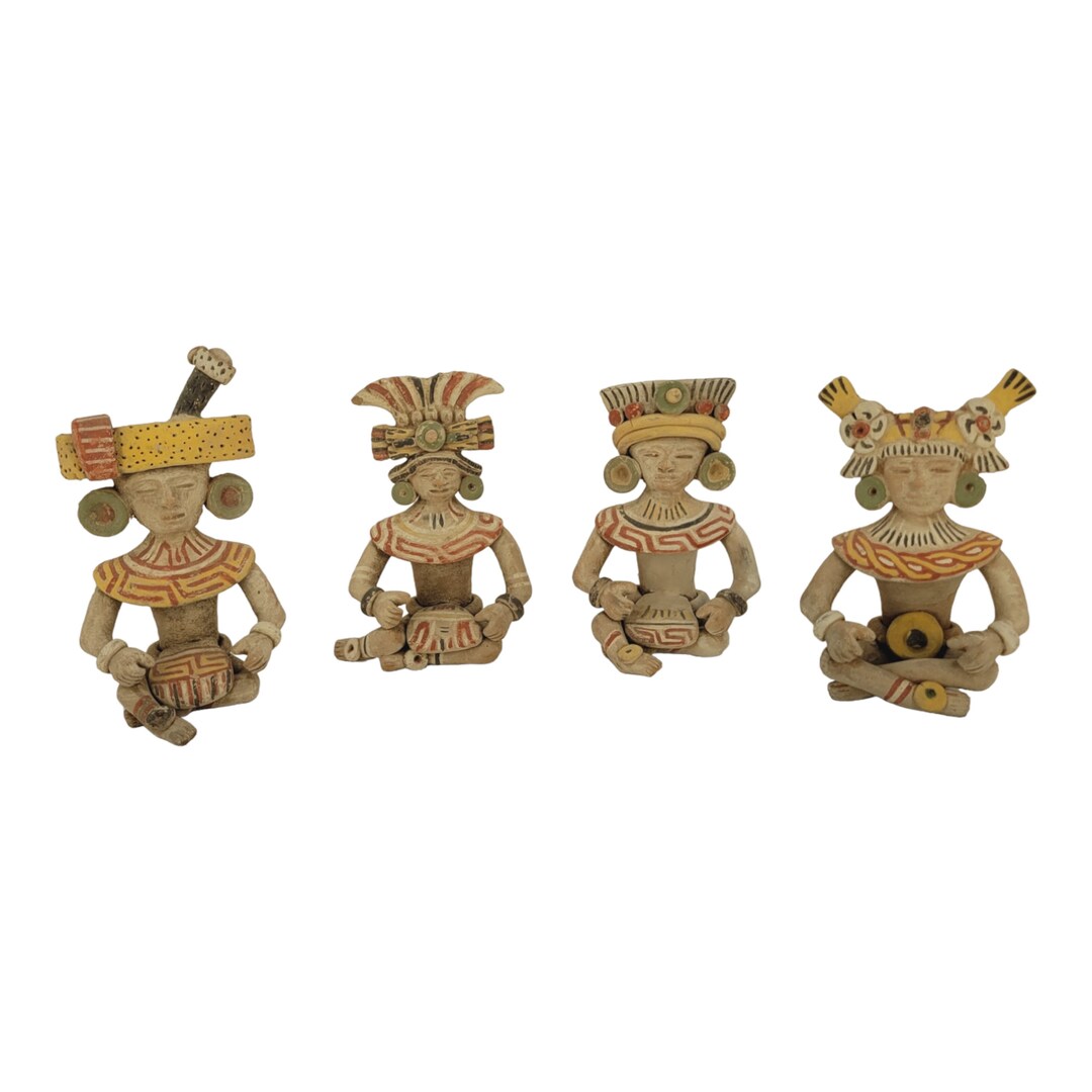 Teotihuacan Nobility, Aztec Priest Set, Characters With Headdress, Ear ...