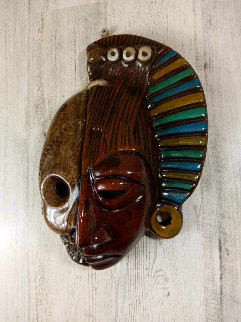 Life and Death 2 mask Maya Aztec Replica Hand Painted | Etsy